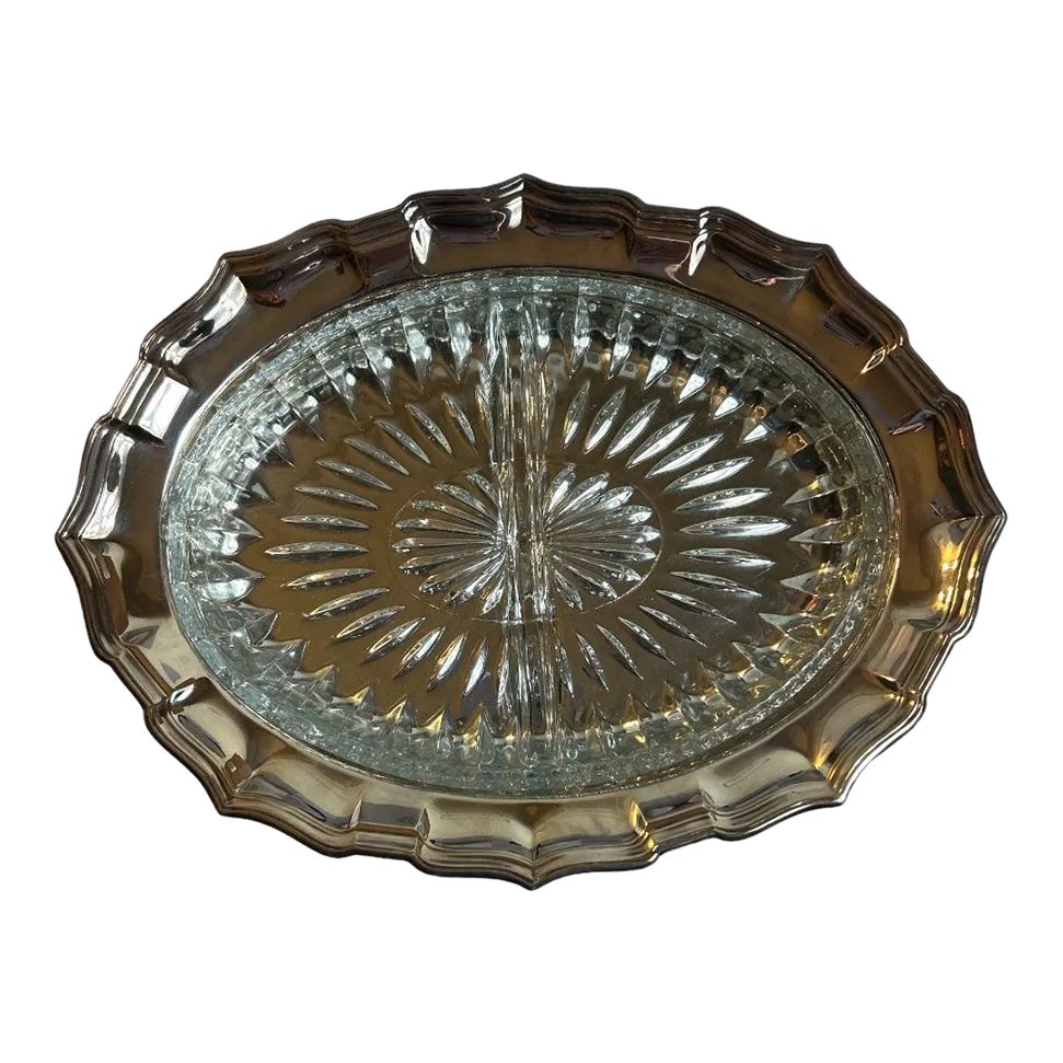 Vintage Birks Primrose Oval Silver Plate Tray With Divided Glass Insert ...