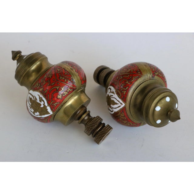 Buddha Enameled Brass Lamp Finials - a Pair | Chairish