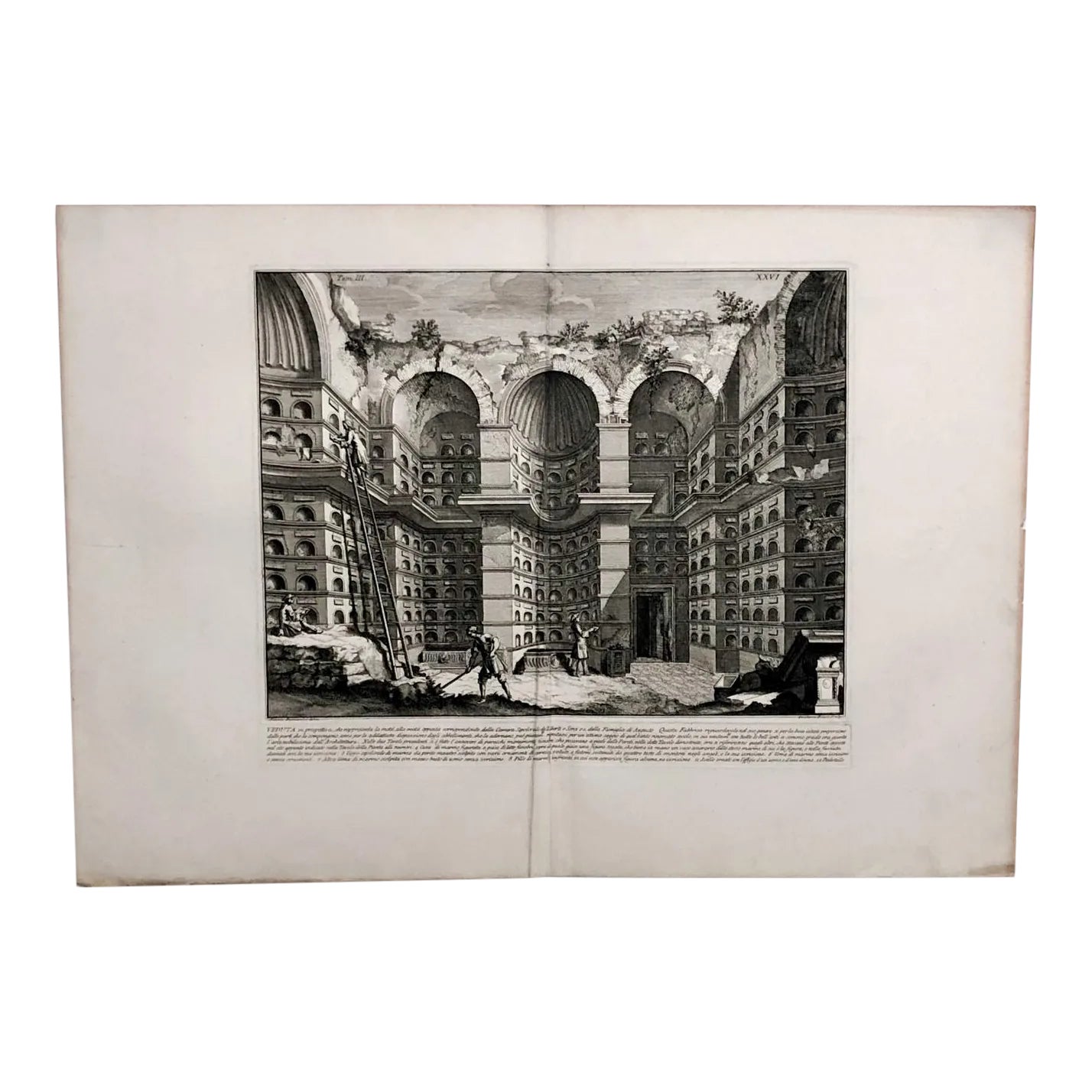 1760 Traditional Print, Piranesi Engraving of "Crypt of Free Men ...
