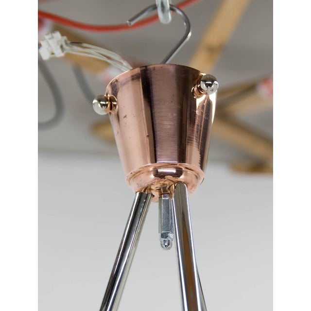 Art Deco Chandelier in Chrome, Copper & Opaline Glass, Czech, 1930s ...