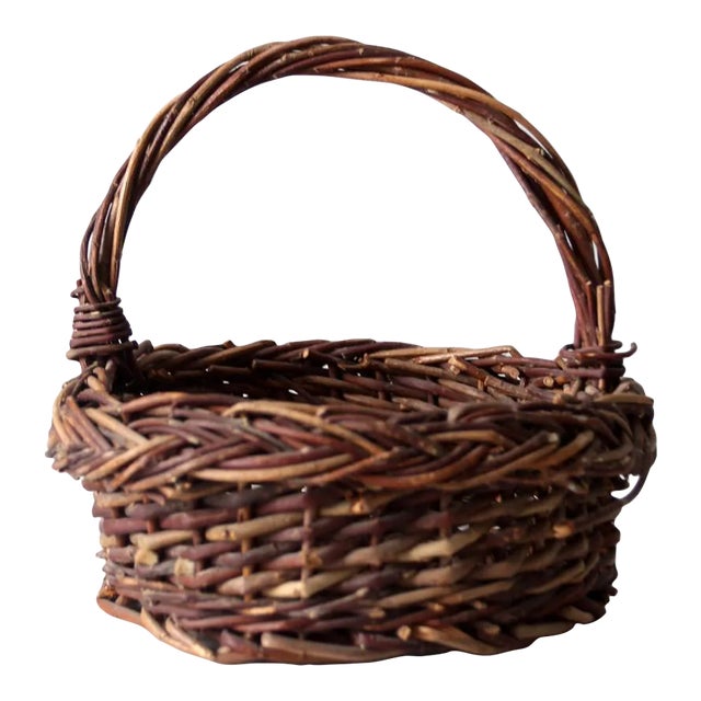 Vintage Rustic Wicker Basket | Chairish