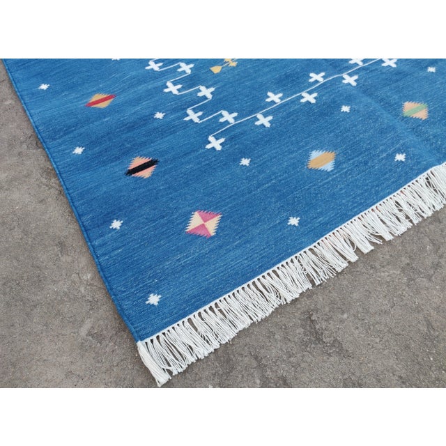 Handmade Reversible Cotton Vegetable Dyed Denim Blue Shooting Star Rug ...