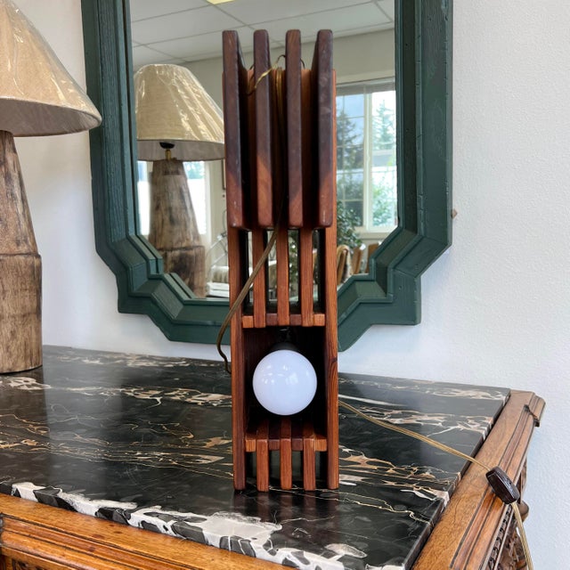 Mid-Century Slat Wood Wall Lamp | Chairish