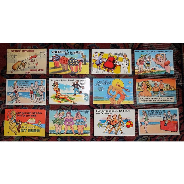Vintage 1940's Humorous & Risque Color Lithograph Postcards - Set of 12 ...