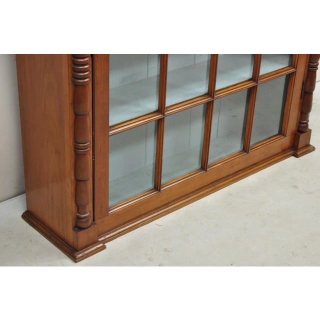 Antique American Colonial Cherry Wood Wavy Glass Door China Cabinet ...