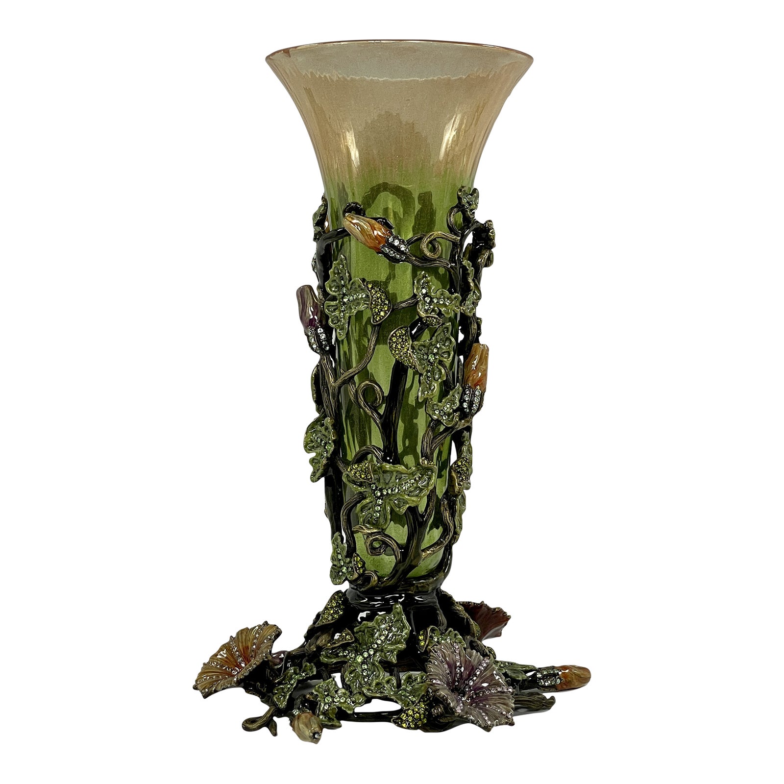 1990s Jay Strongwater Morning Glory Vase | Chairish