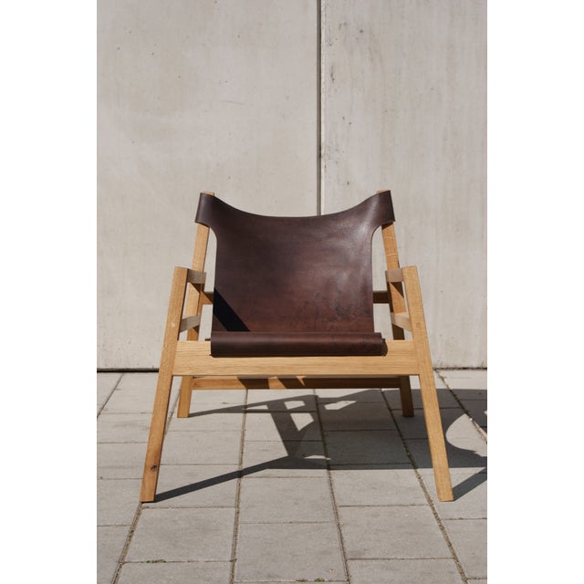 Kabuto Leather Lounge Chair by Isuya Furniture | Chairish