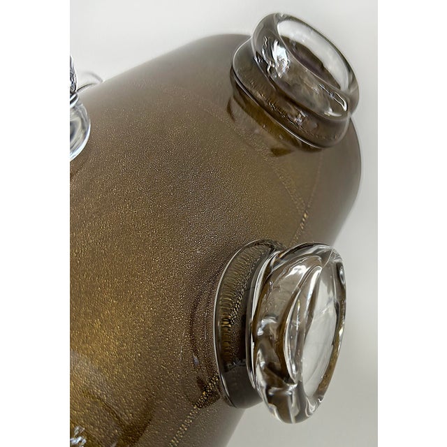 Vintage Black and 24k Gold Infused Dimurano Glass Vase With Clear Glass ...