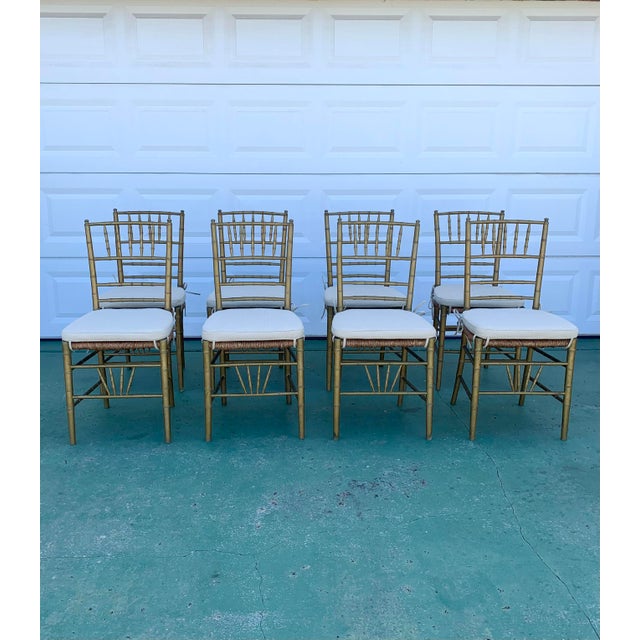 Vintage Italian Chiavari Style Gilt Wood Dining Chairs- Set of 8 | Chairish