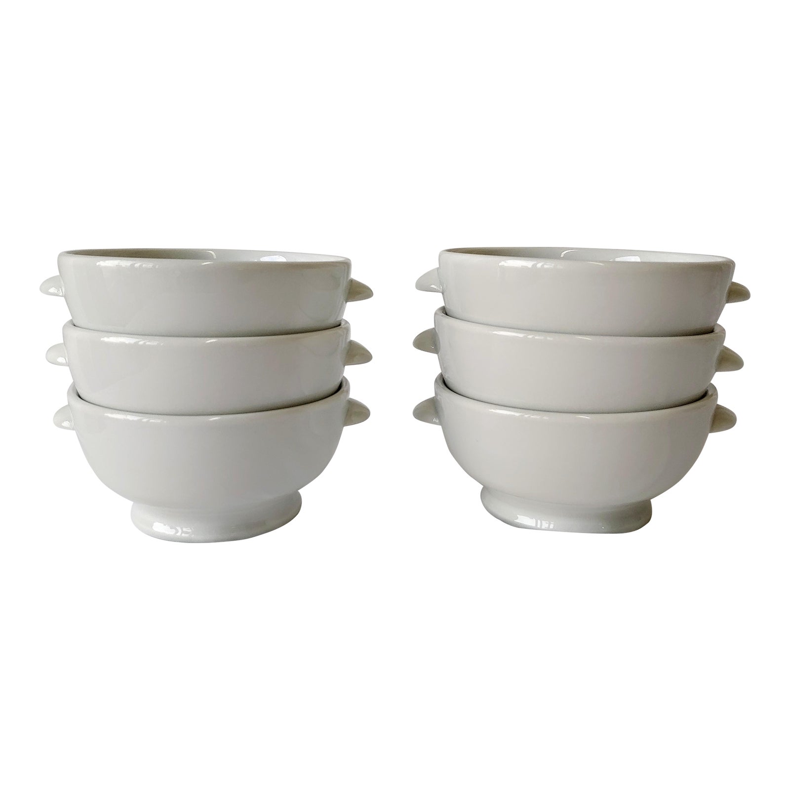 Vintage Apilco Porcelaine Individual Handle White Soup Bowl-Set of 6 ...