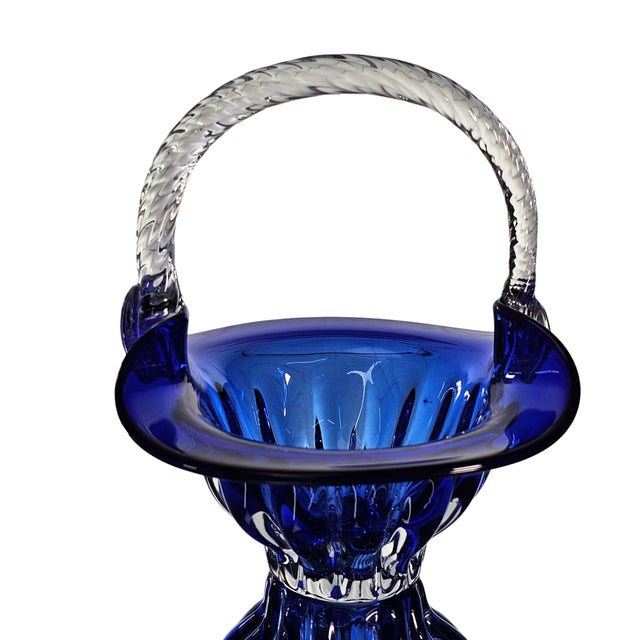 Vintage Handblown Glass Cobalt Blue W/ Handle | Chairish