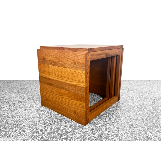 Vintage Studio Crafted Solid Oak Cube of Nesting Tables | Chairish