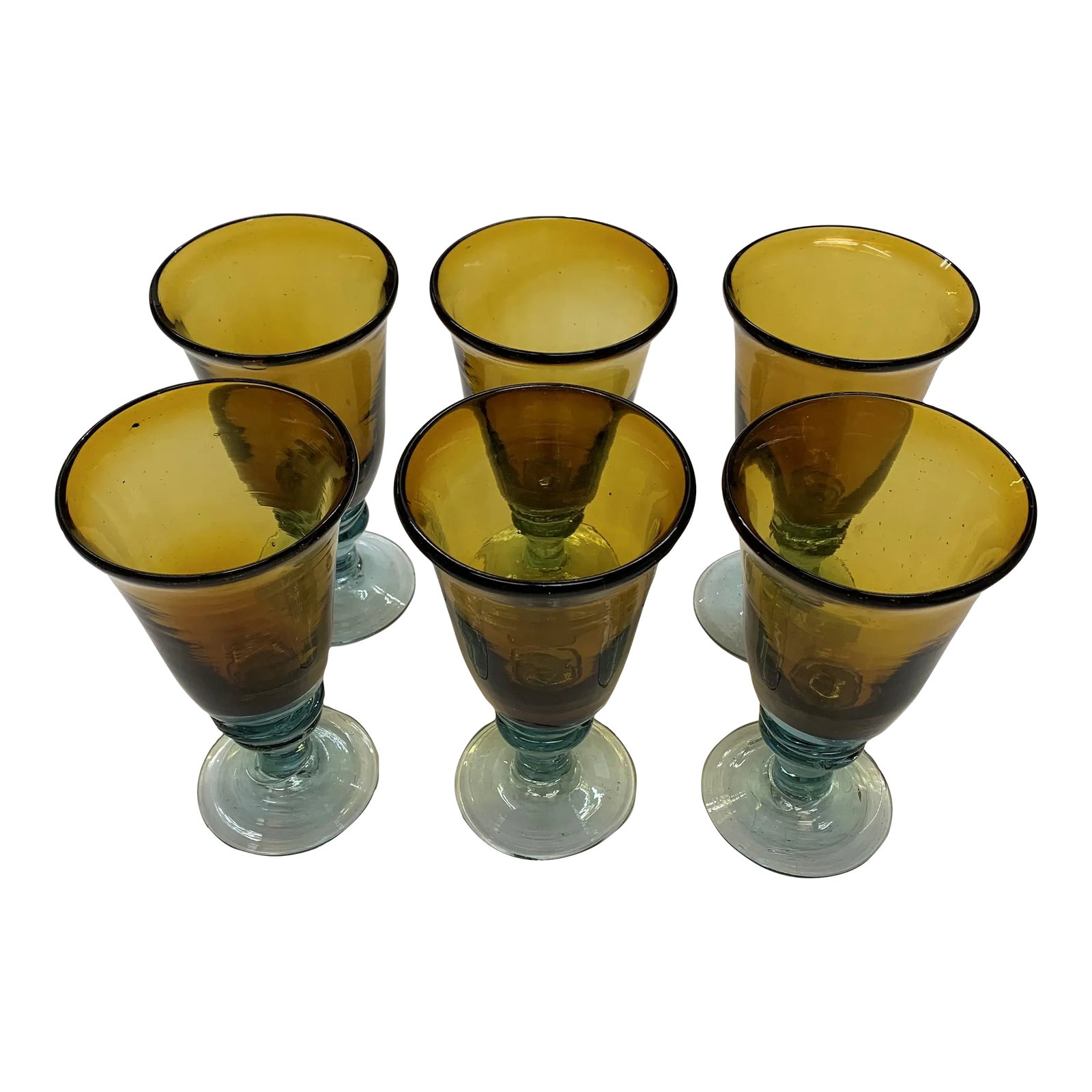 Vintage Amber Glassware Set Of 6 Chairish