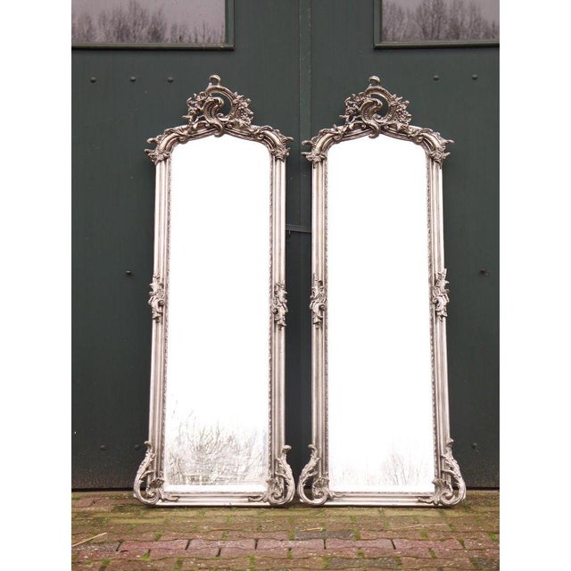 Pair of Handcrafted Late 20th Century Rococo-Style Silver Frame Full ...