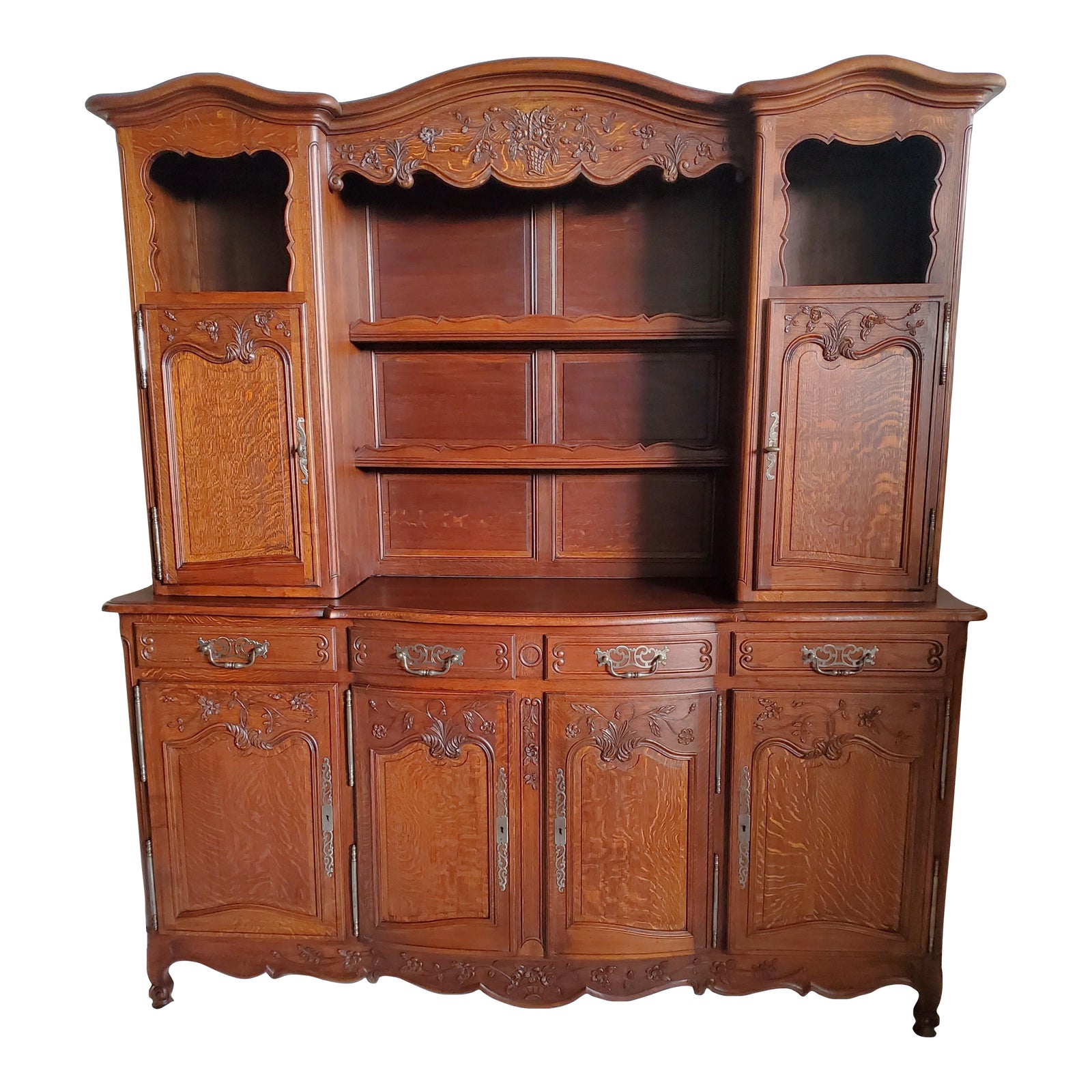 Antique 1900s Country French Louis XV Oak Buffet Cupboard Cabinet With ...