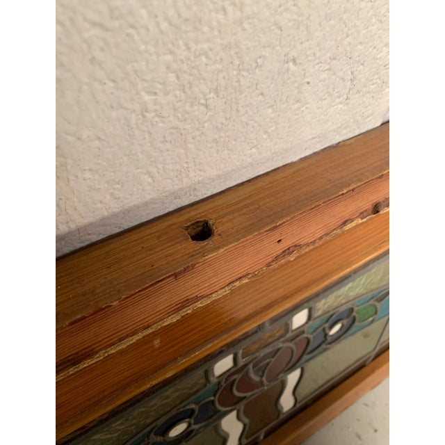 Mid 20th Century Rose Pattern Long Stained Glass Window | Chairish