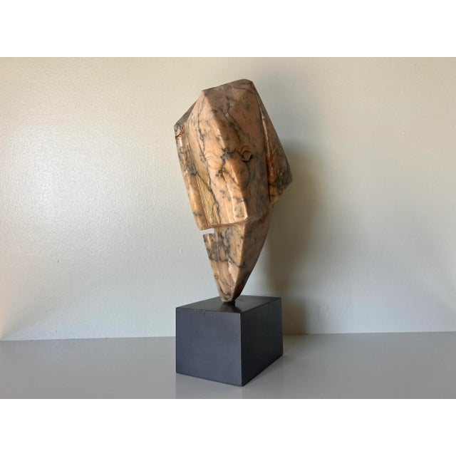 Vintage Carved Marble Geometric Abstract Head - Bust Sculpture | Chairish