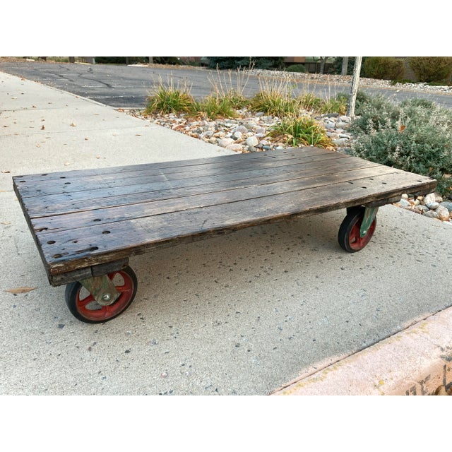 Industrial Wood & Cast Iron Factory Cart Coffee Table by Fairbanks ...