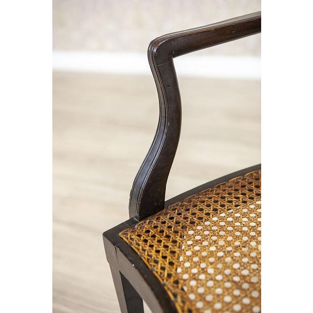 Walnut Rattan Armchair From the Early 20th Century | Chairish