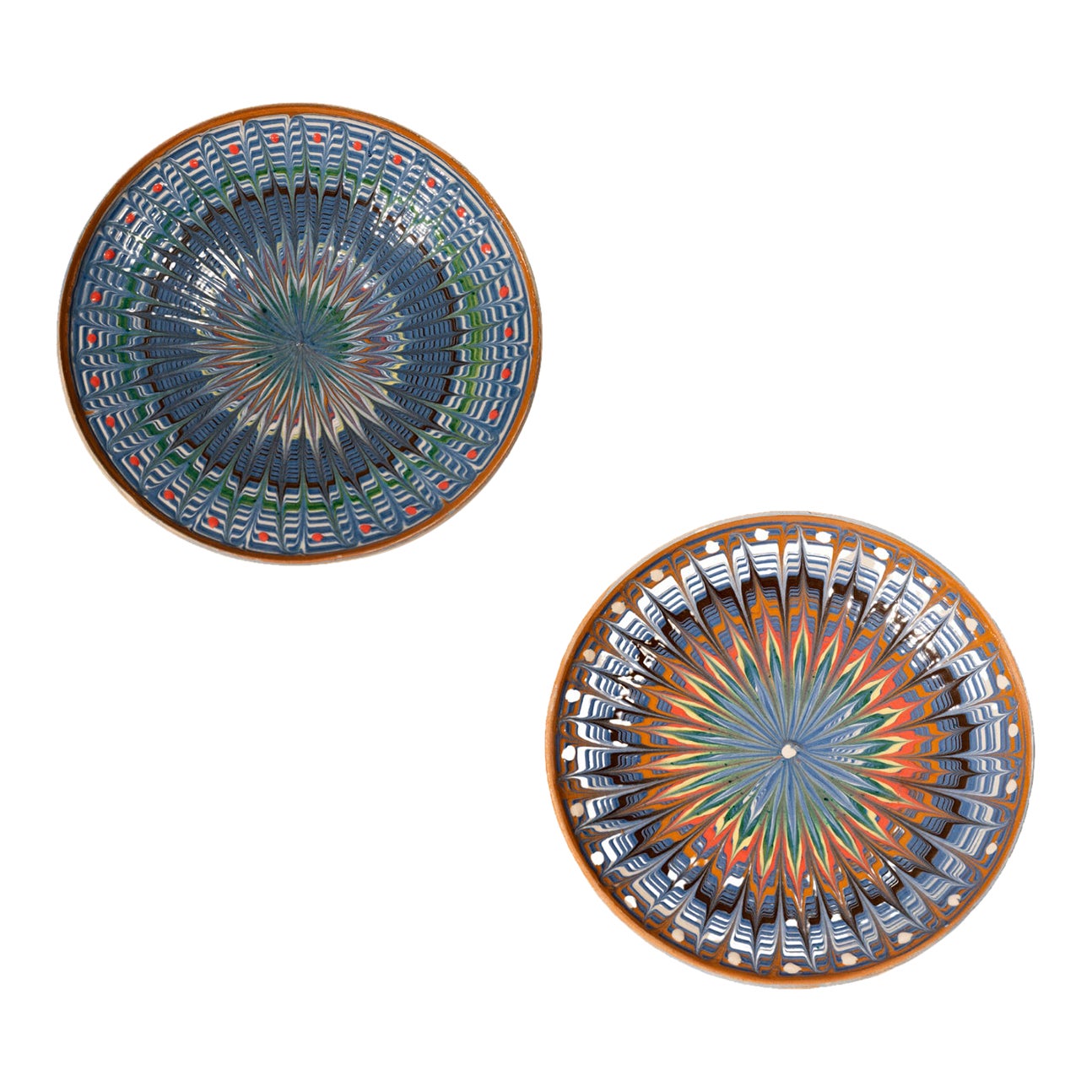 Contemporary Hand Painted Ceramic Decorative Plates Set of 2, Horezu ...