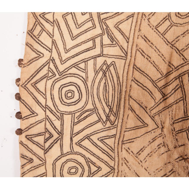 Early 20th Century African Kuba Embroidered Raffia Textile Rug | Chairish