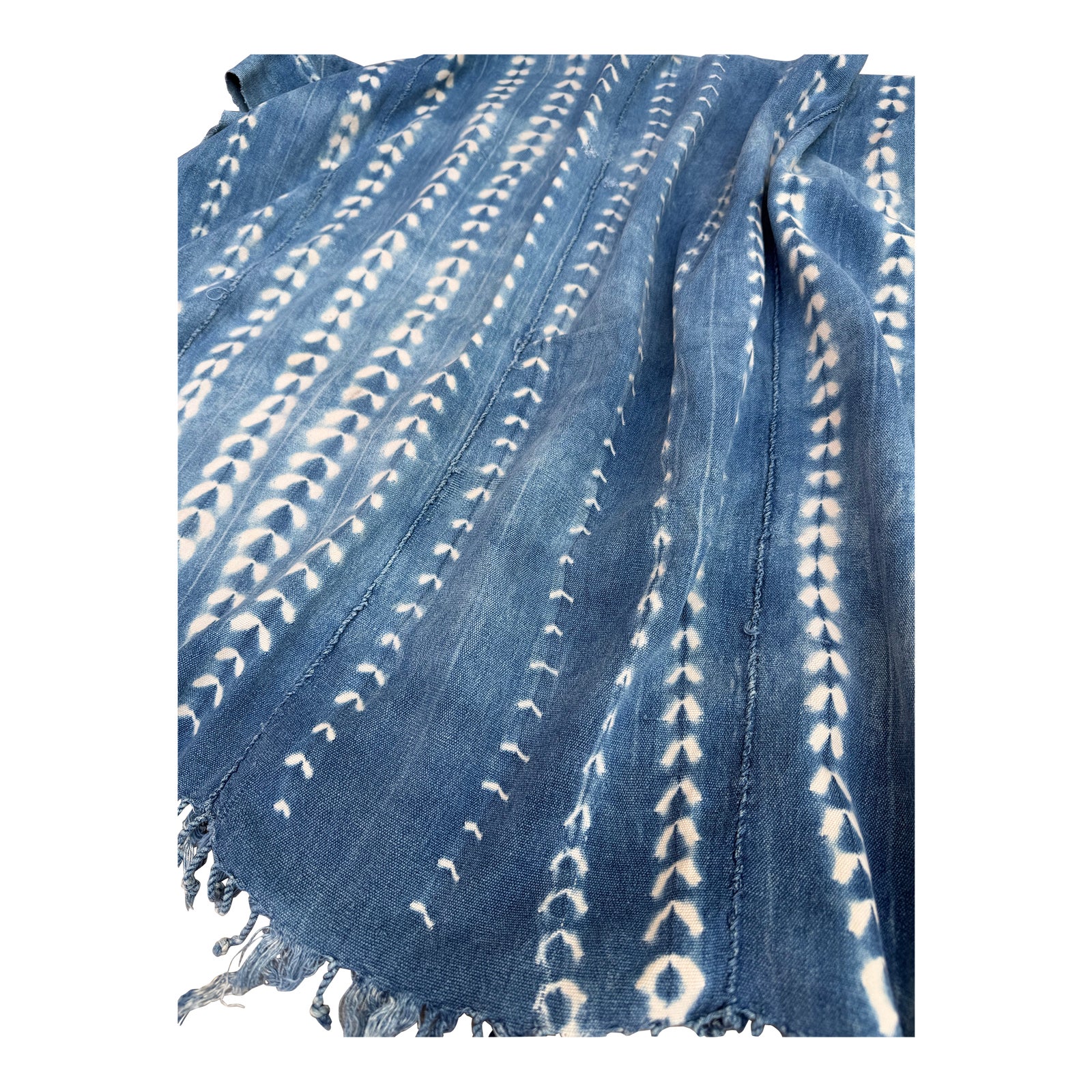 Vintage African Faded Indigo Denim Shibori Mudcloth 58”l X 39”w Textile ...