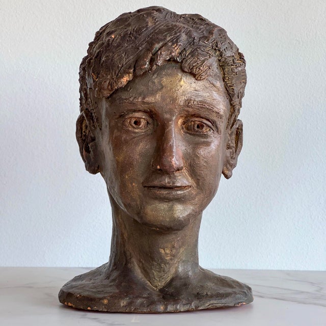 Handmade Ceramic Bust of a Young Man | Chairish