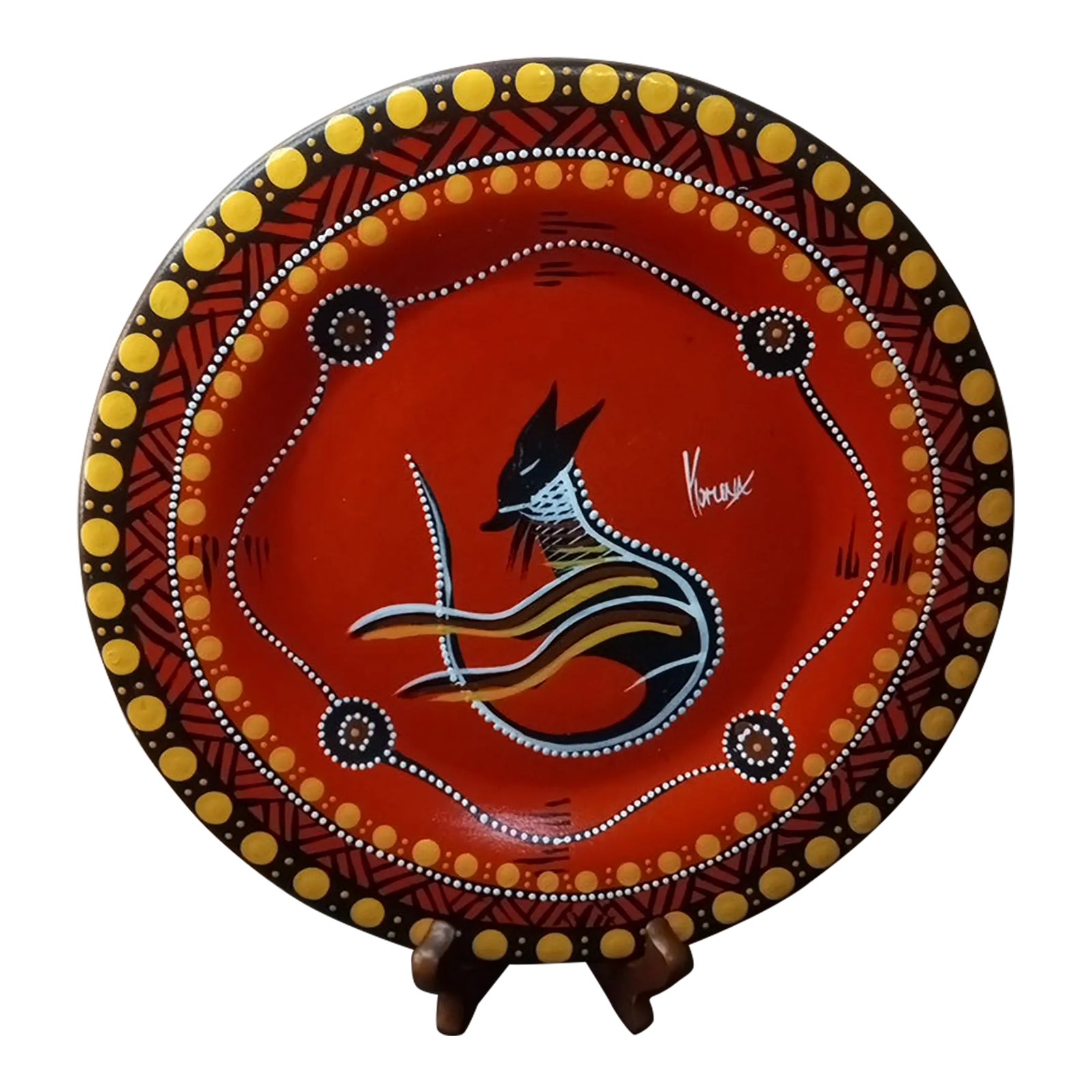 1970s Artist Signed Suzanne Koruna Aboriginal Folk Art Decorative Plate ...