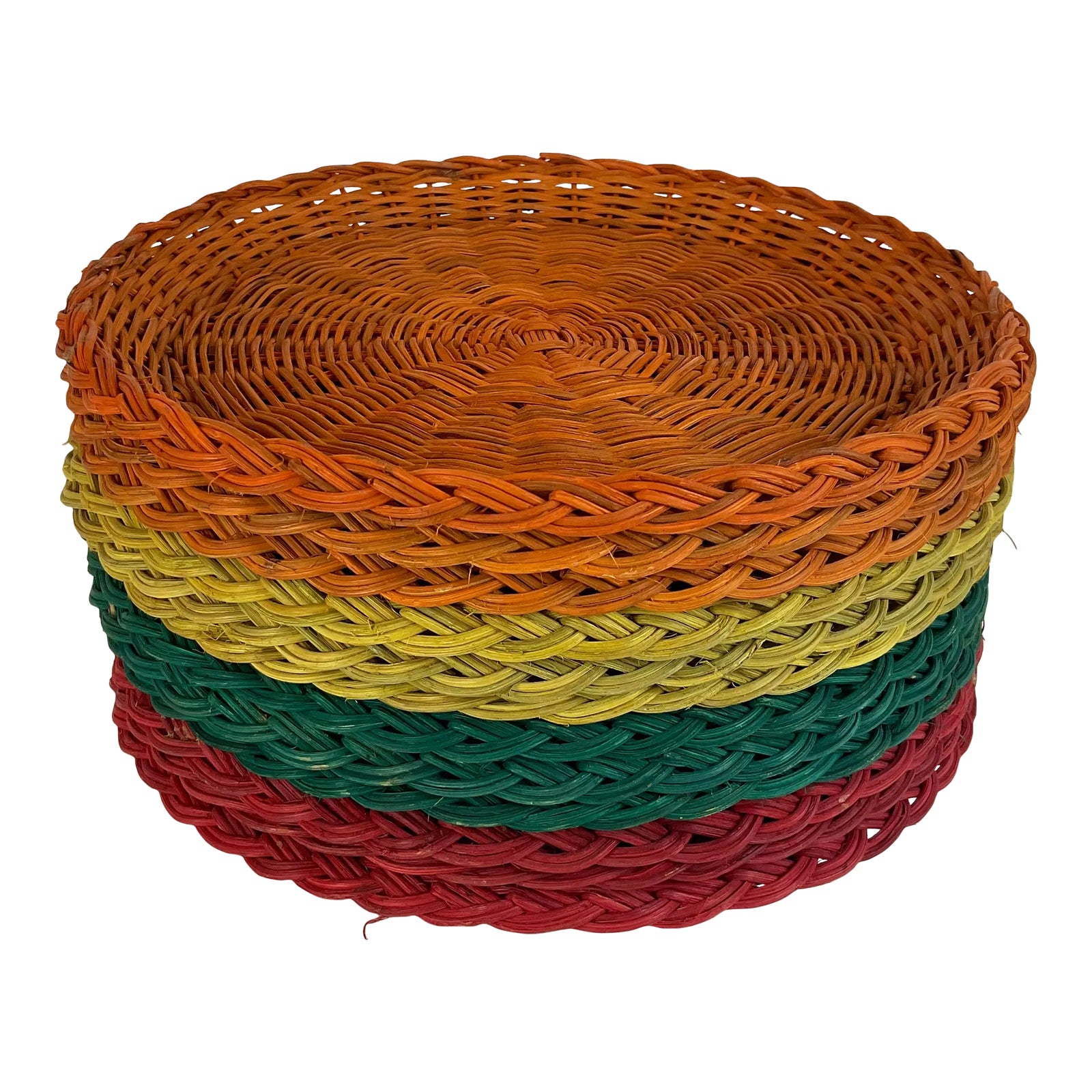 Mid-Century Bohemian Chic Colorful Wicker Plate Holders - Set of 12 ...
