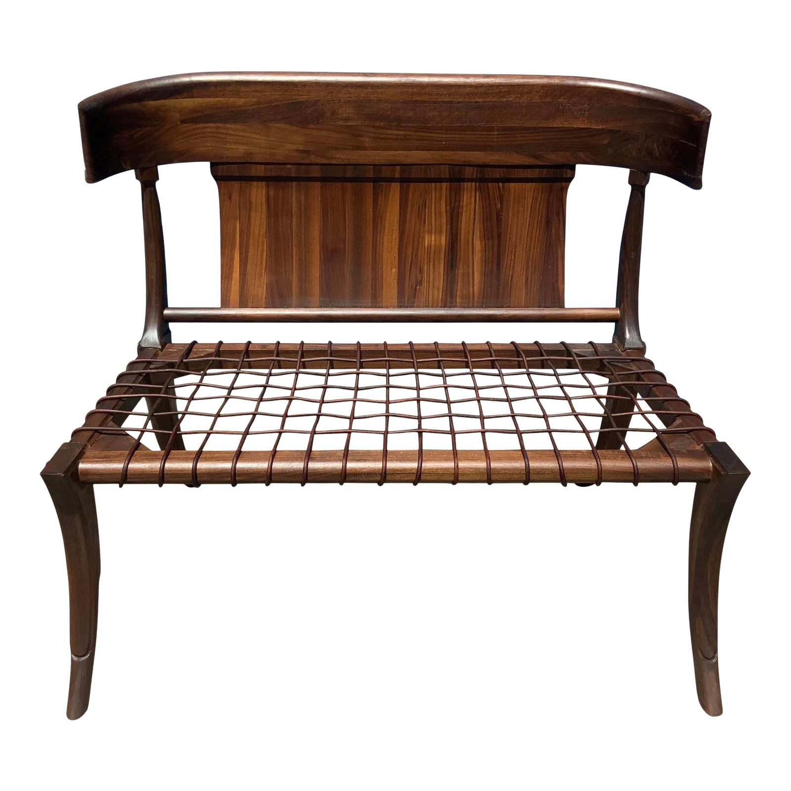 Mid Century Style Klismos Walnut Bench | Chairish