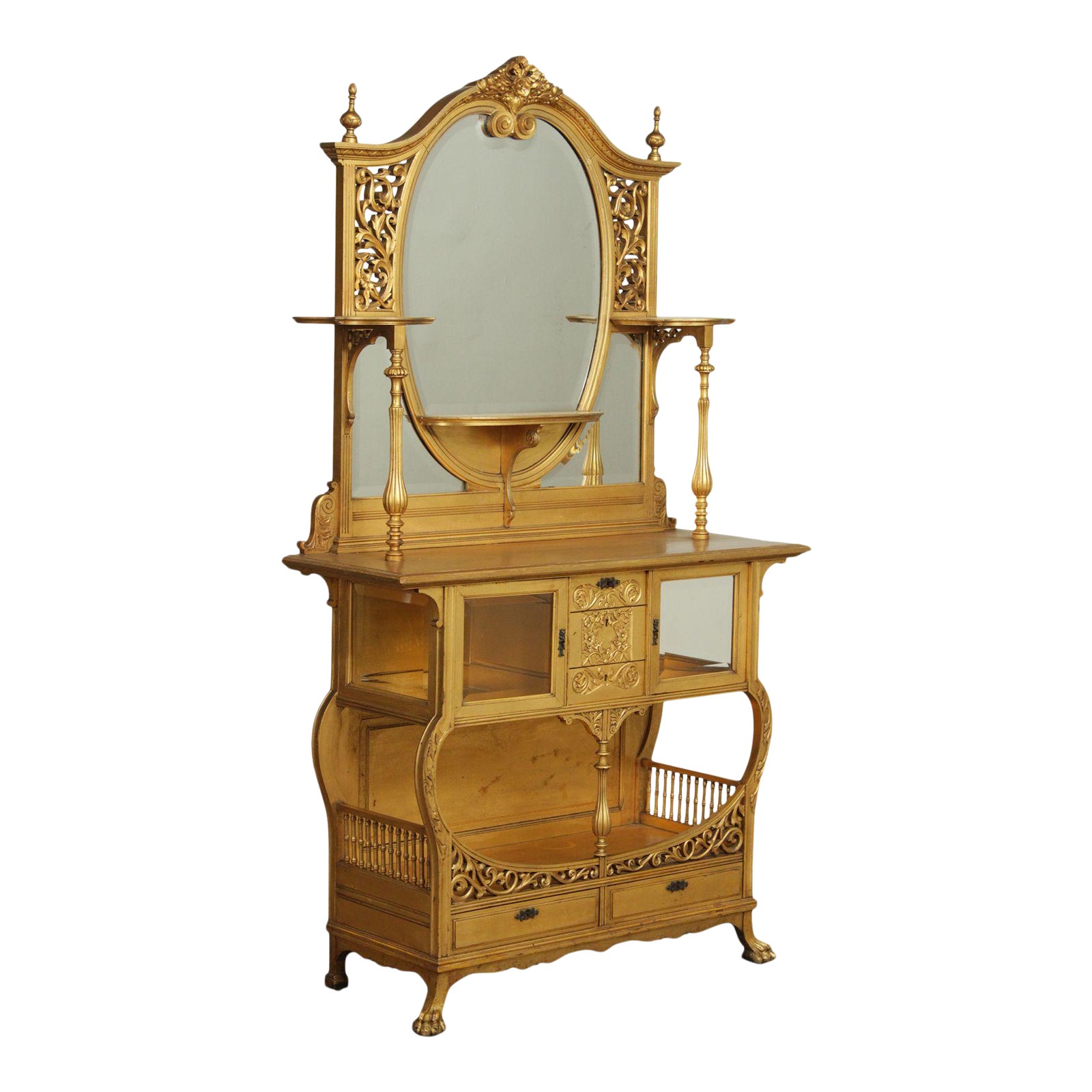 Antique Victorian Giltwood Curio Etagere Cabinet | Chairish