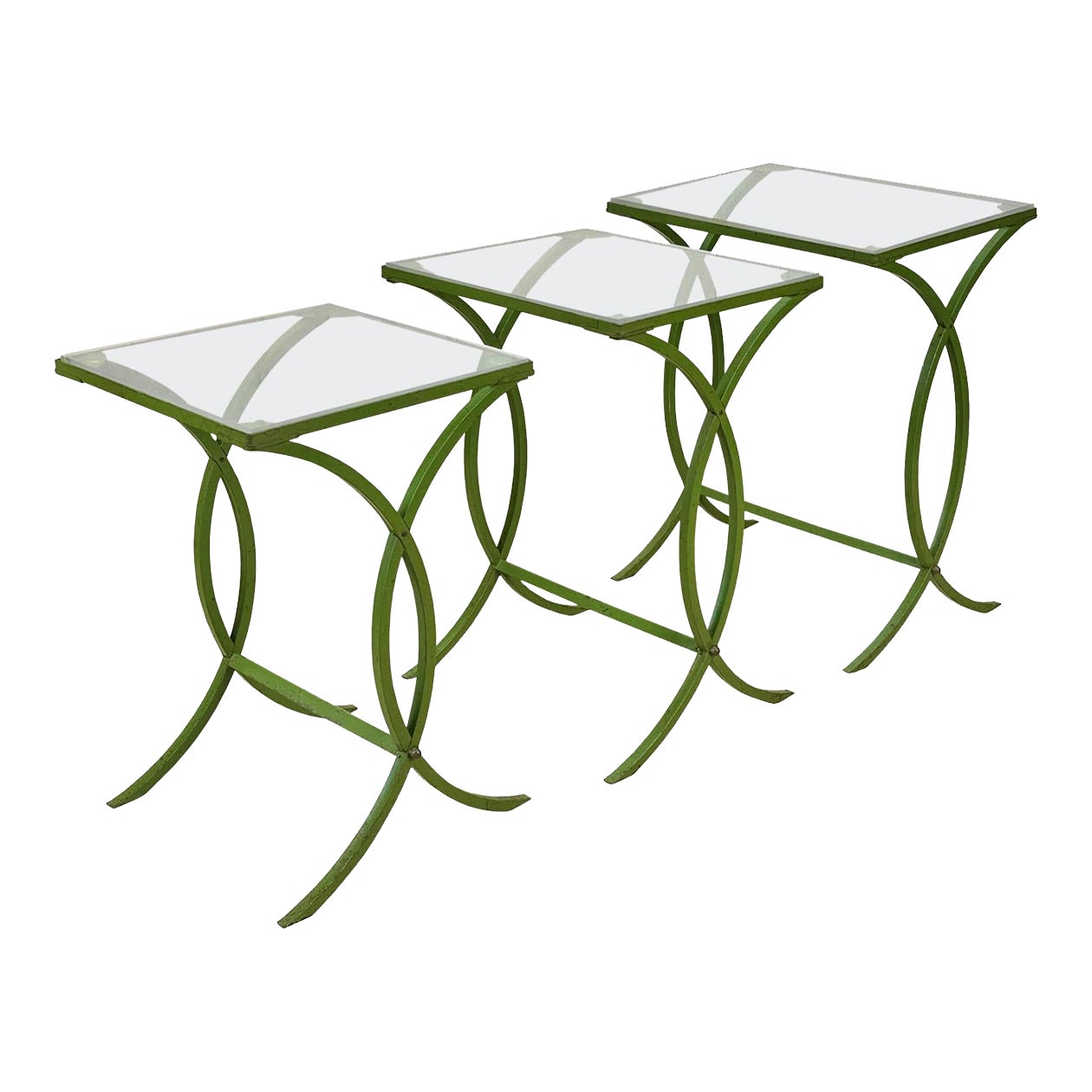 Mid-Century Avocado Green Outdoor Nesting Patio Tables - Set of 3 ...