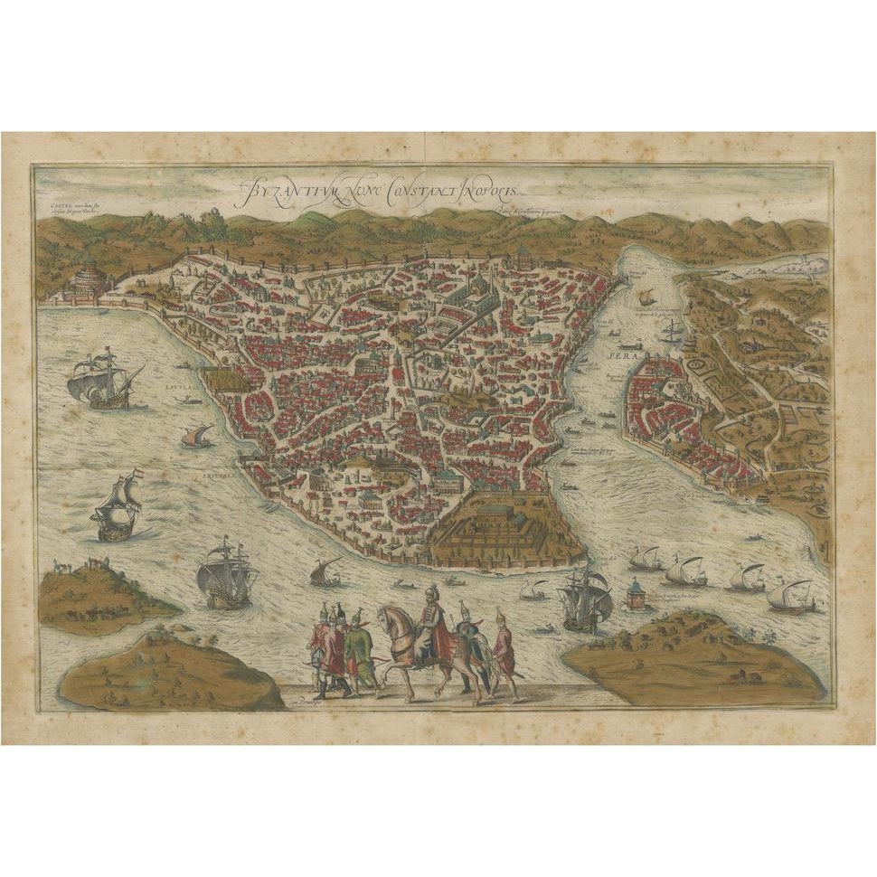 View of Istanbul Map, 1572 | Chairish