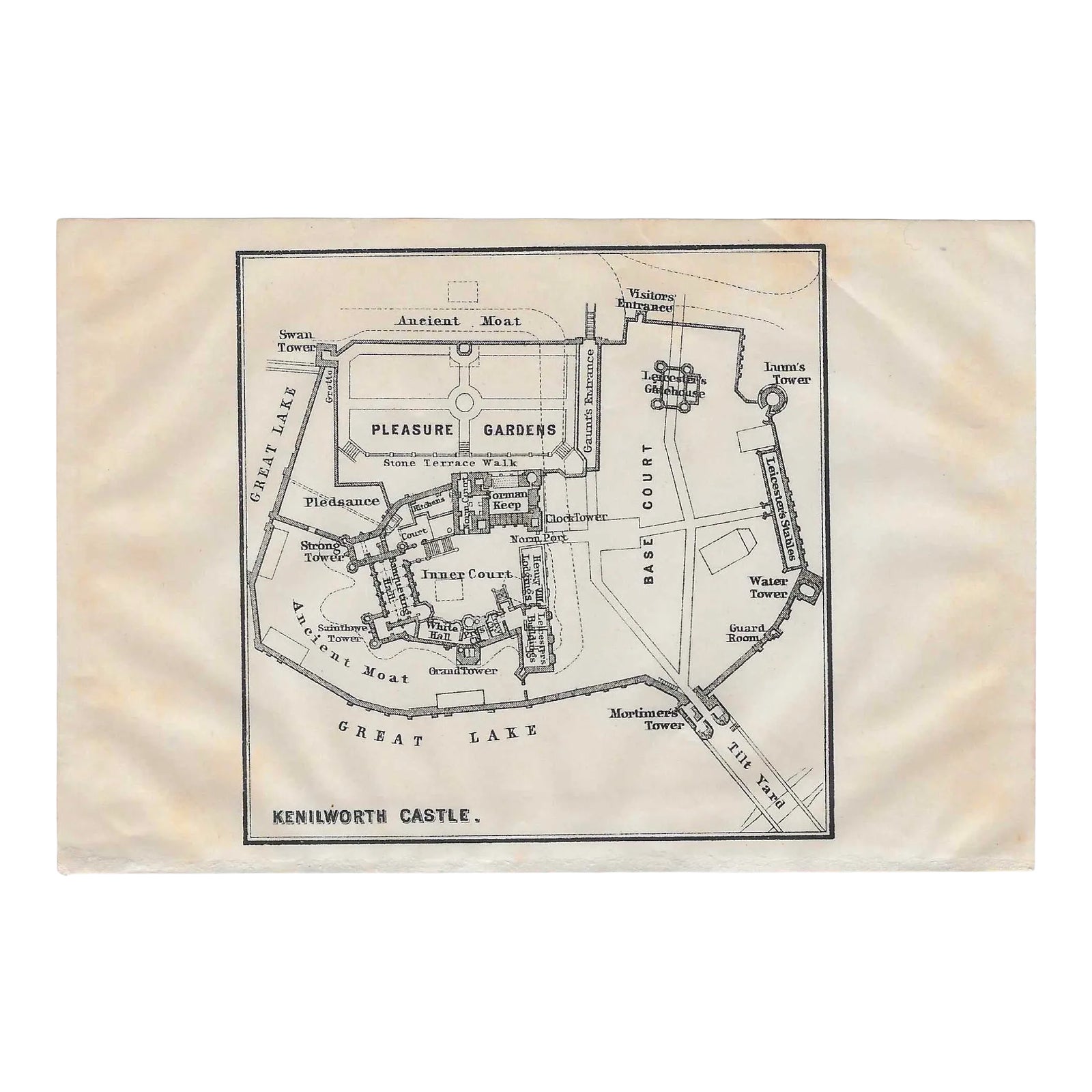 1910 Architectural Plan of Kenilworth Castle England | Chairish