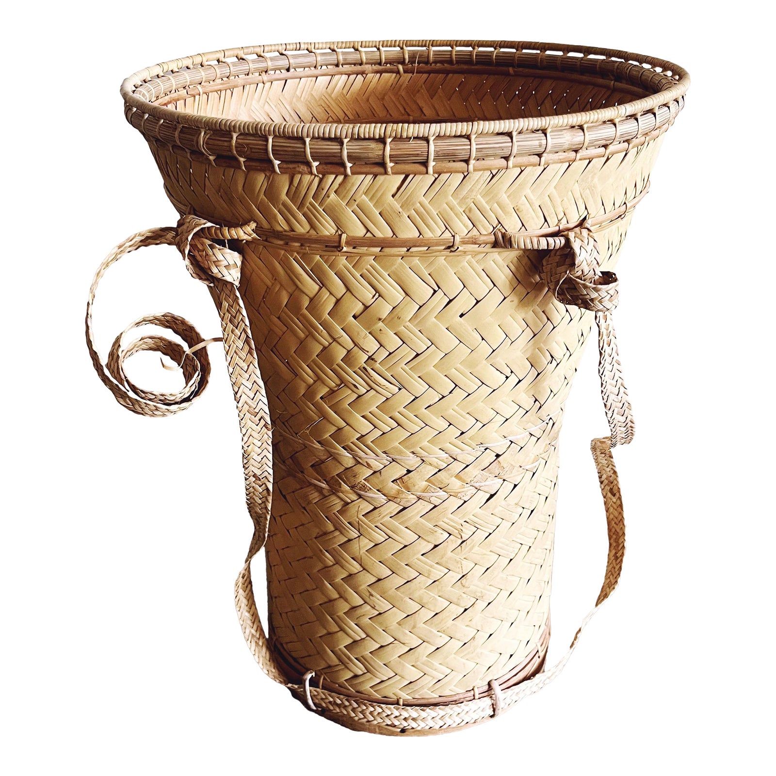 Vintage Filipino Woven Fishing Basket | Chairish