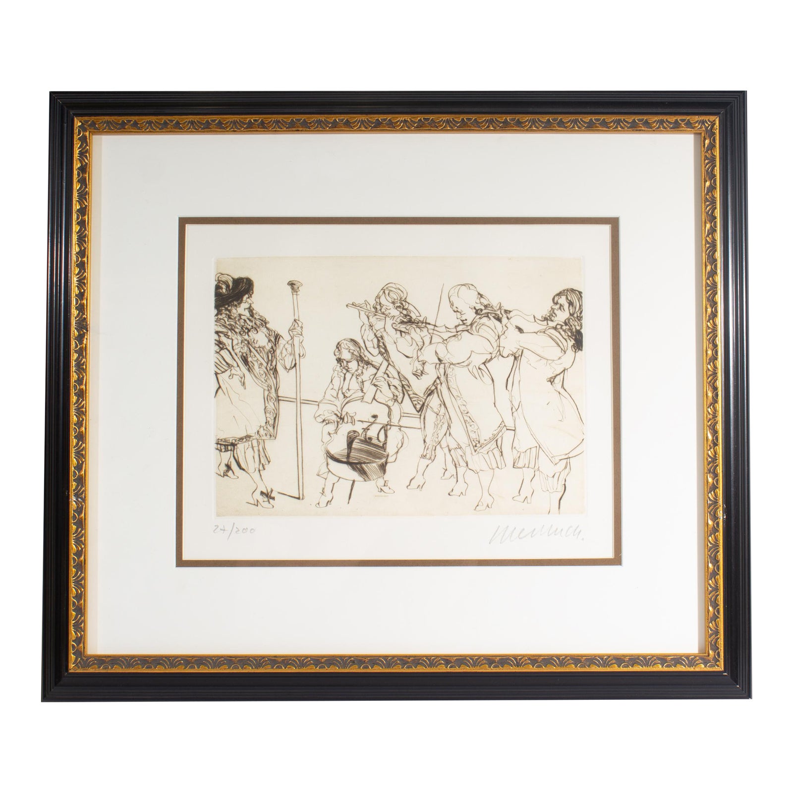 Signed Limited Edition Abstract Etching of Musicians by Claude Weisbuch ...