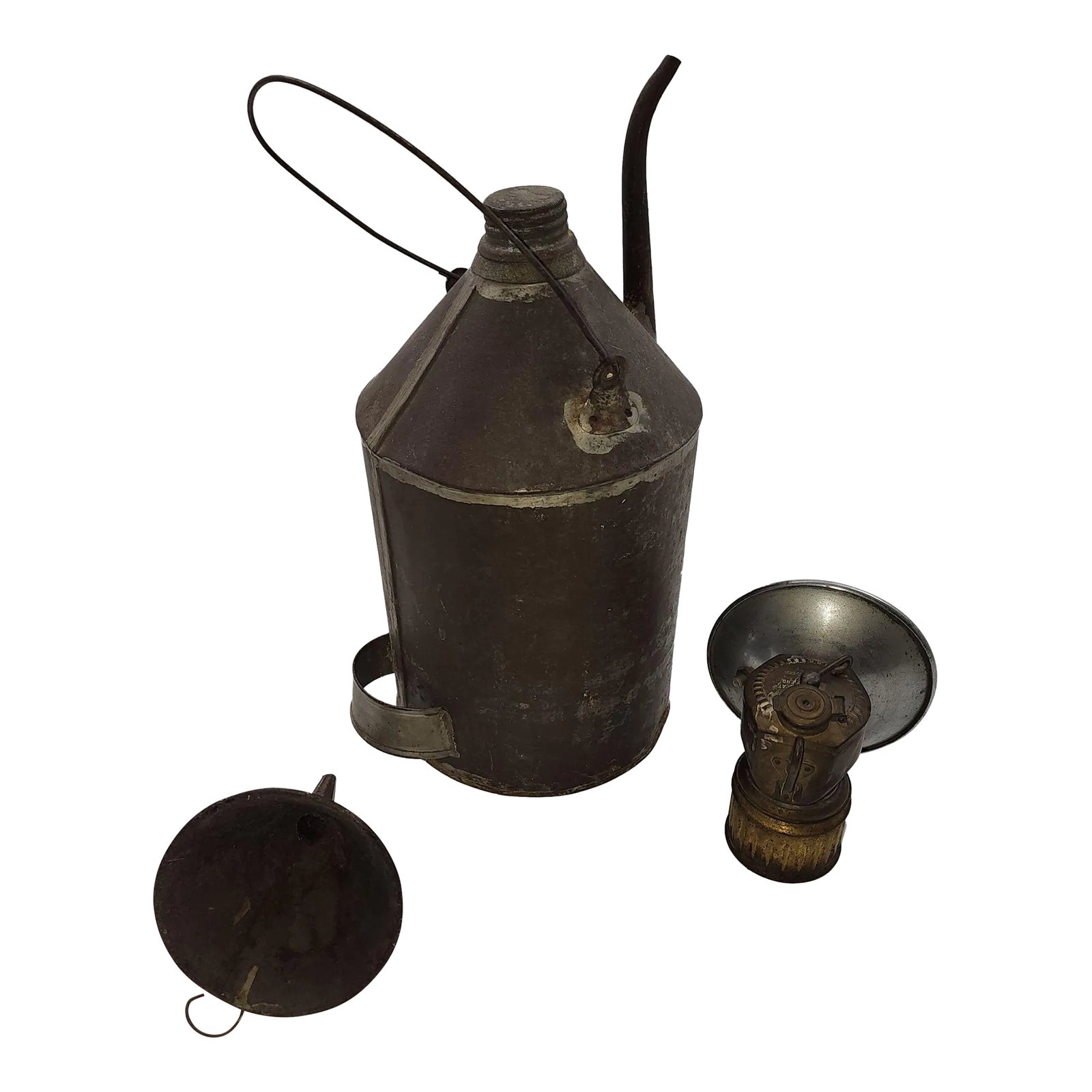 Carbide Coal Miners Lamp With Coal Oil Can and Tin Funnel by Justrite ...