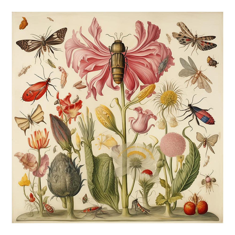 20' X 20' 'Insects and Flowers' Botanical Print, 'Hortus Floridus ...