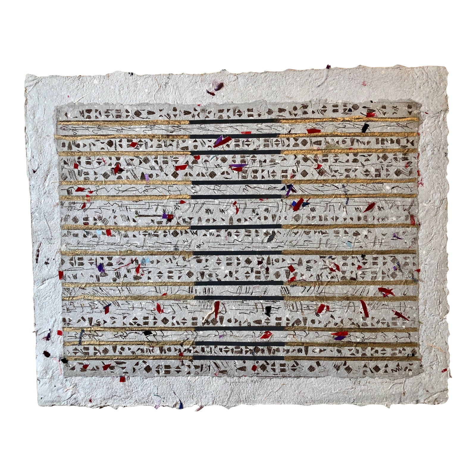 Pat Hammerman, Unique Mixed Media on Handmade Paper with Gold Leaf ...
