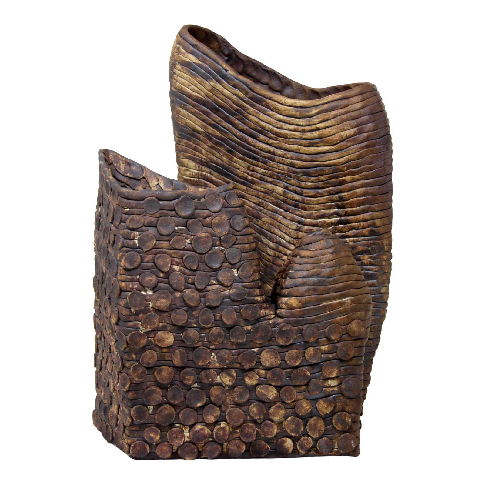 Sculptural Mid Century Modern Brutalist Studio Art Pottery Vase Signed ...