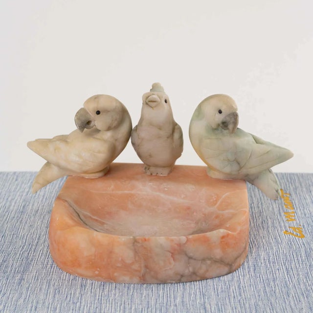 Vintage Alabaster Parrot Ashtray Catchall Tray | Chairish