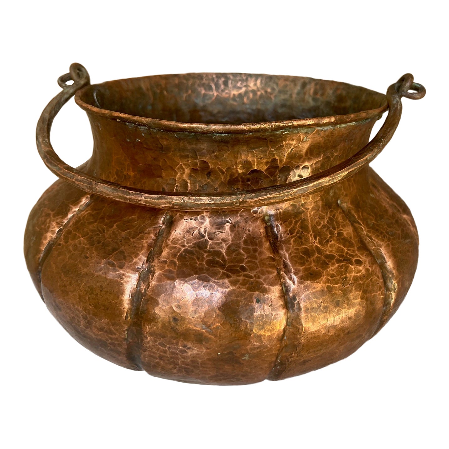 Large Antique Hammered Copper Cauldron | Chairish