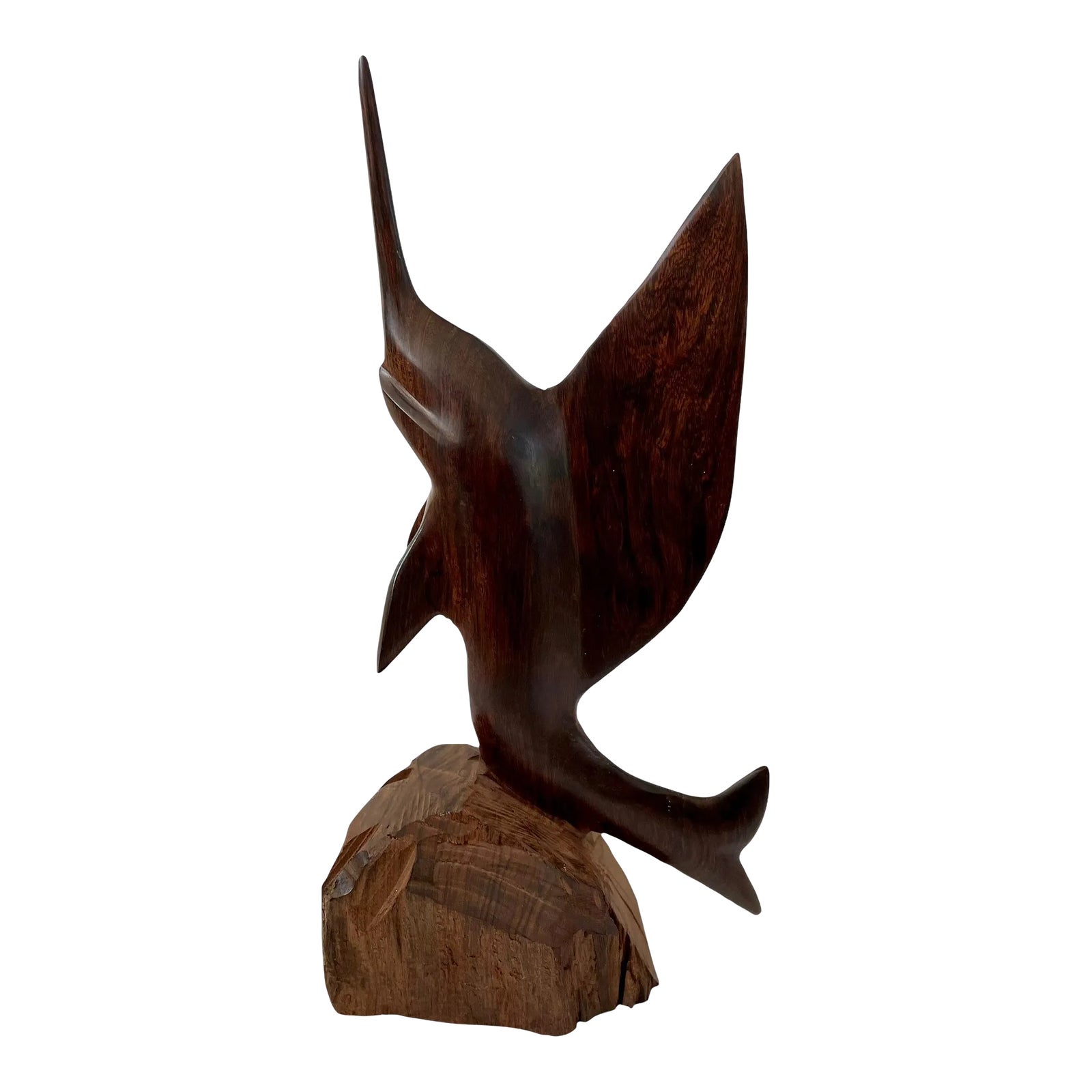 Hand Carved Ironwood Sailfish Marlin Statue Sculpture Dark Wood | Chairish