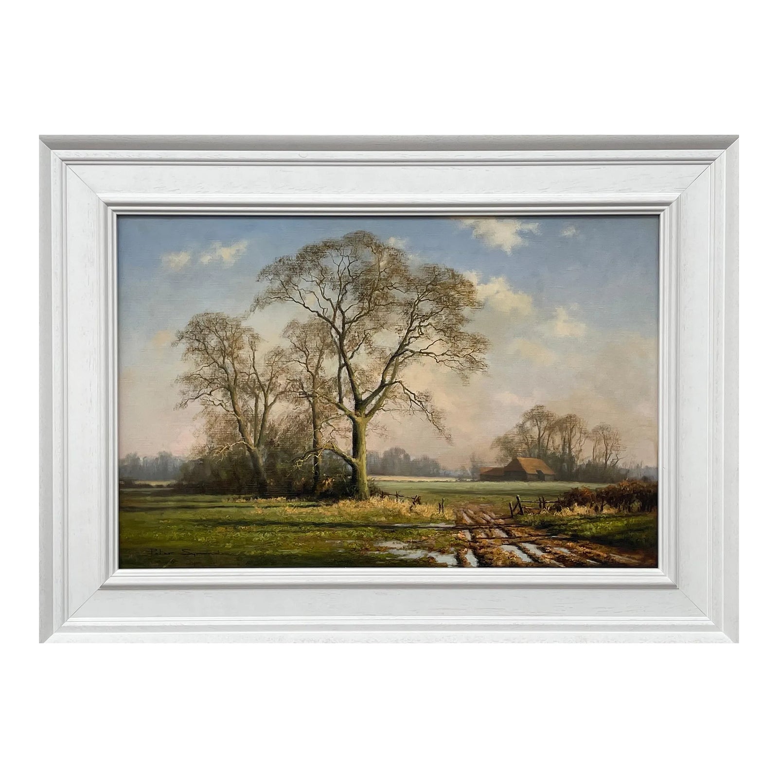 Peter Symonds, Oil Painting of Rural Winter Scene with Oak Trees in ...
