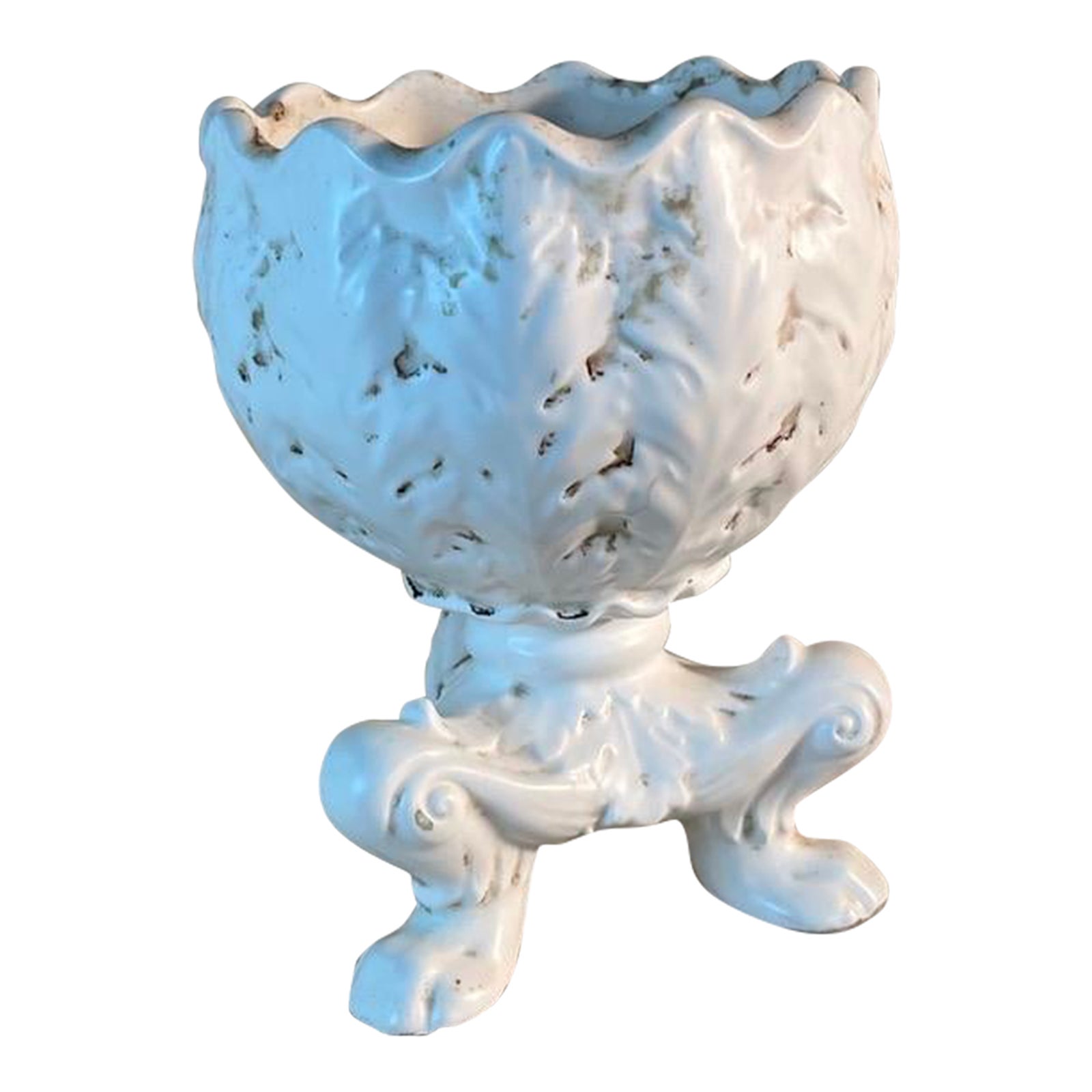 Vintage White Ceramic Compote | Chairish