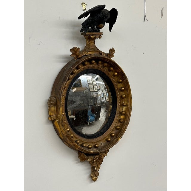 Antique Federal Style Gilt Gold Convex Wall / Console / Pier Mirror ...