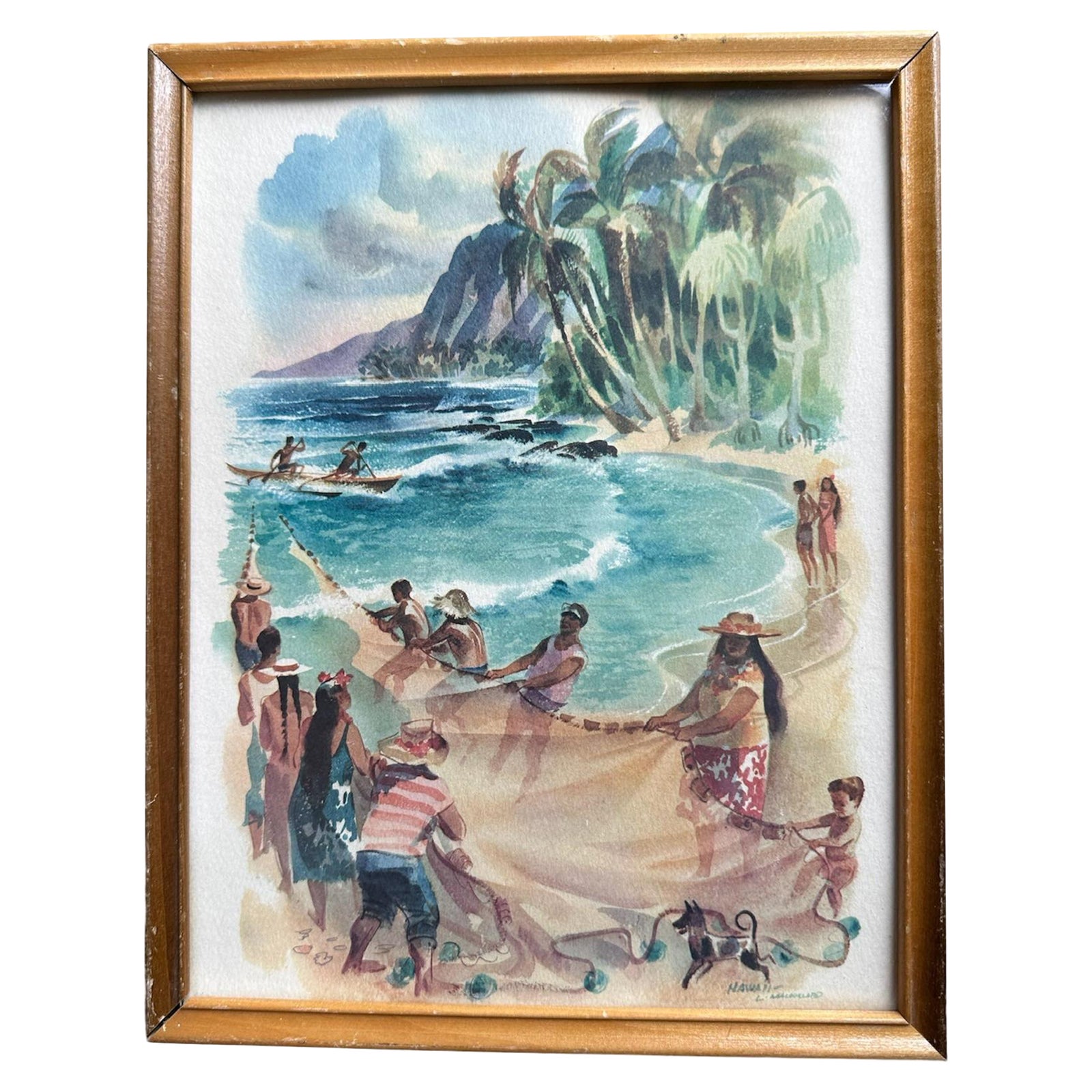 Framed S.S. Lurline Matson Lines Wine Menu Hawaii Watercolor Louis ...