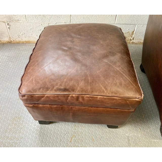 Vintage Mitchell Gold Leather Lounge Chair and Ottoman | Chairish