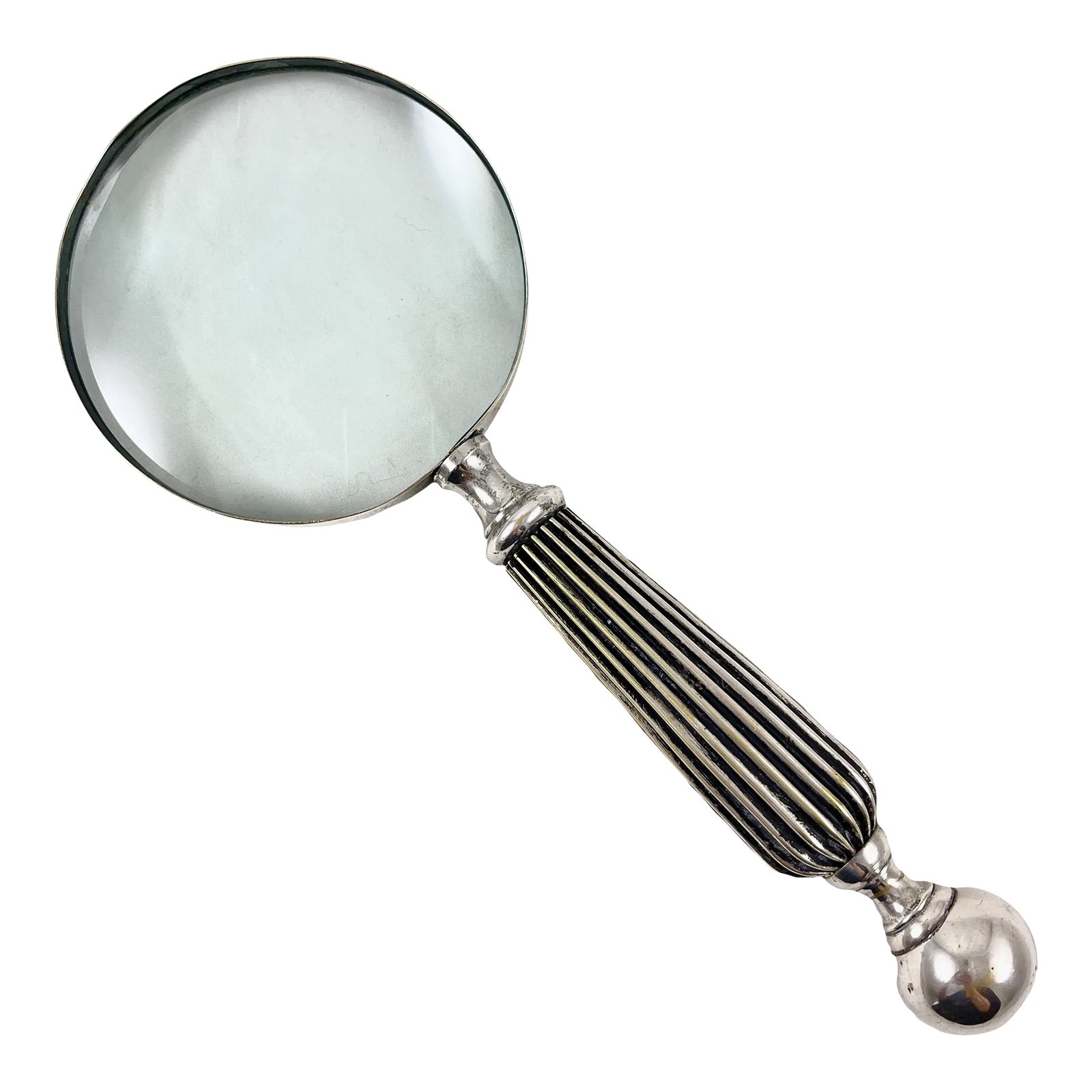 Vintage Silver Plate Hand Held Magnifying Glass | Chairish