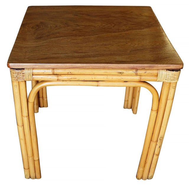 Restored Vintage Mid-Century Four-Person Rattan and Koa Wood Dining ...